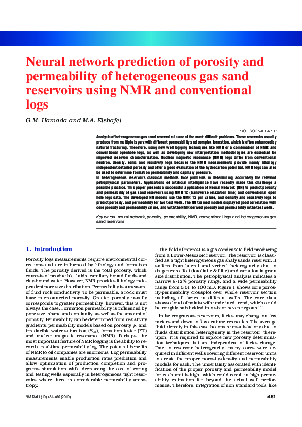 (PDF) Neural Network Prediction of Porosity and Permeability of Heterogeneous Gas Sand Reservoirs