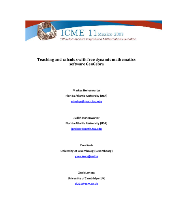 (PDF) Teaching and Learning Calculus with Free Dynamic Mathematics ...