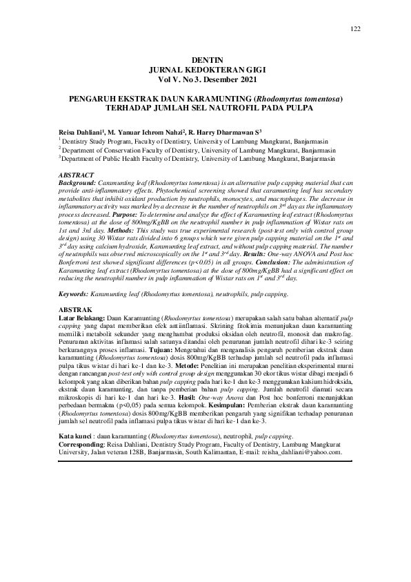 (PDF) PENGARUH EKSTRAK DAUN KARAMUNTING (Rhodomyrtus tomentosa ...