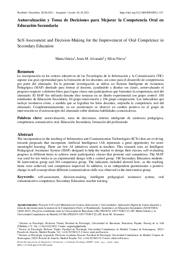 (PDF) Autoevaluación y Toma de Decisiones para Mejorar la Competencia ...
