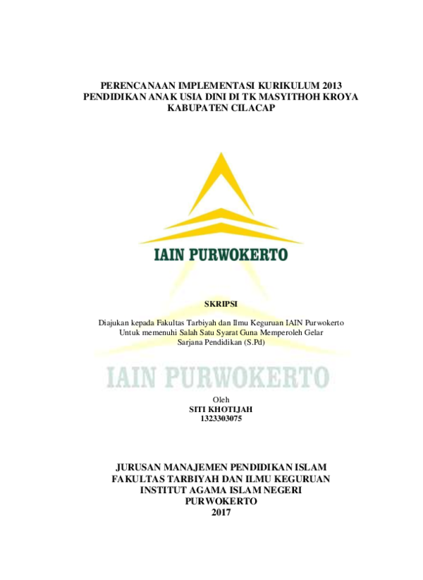 (PDF) Perencanaan Implementasi Kurikulum 2013 Pendidikan Anak Usia Dini ...