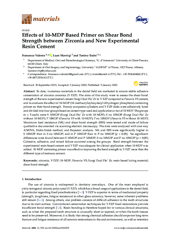 (PDF) Effects of 10-MDP Based Primer on Shear Bond Strength between ...