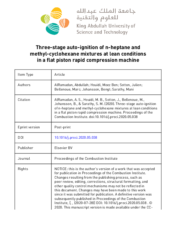 (PDF) Three-stage auto-ignition of n-heptane and methyl-cyclohexane ...