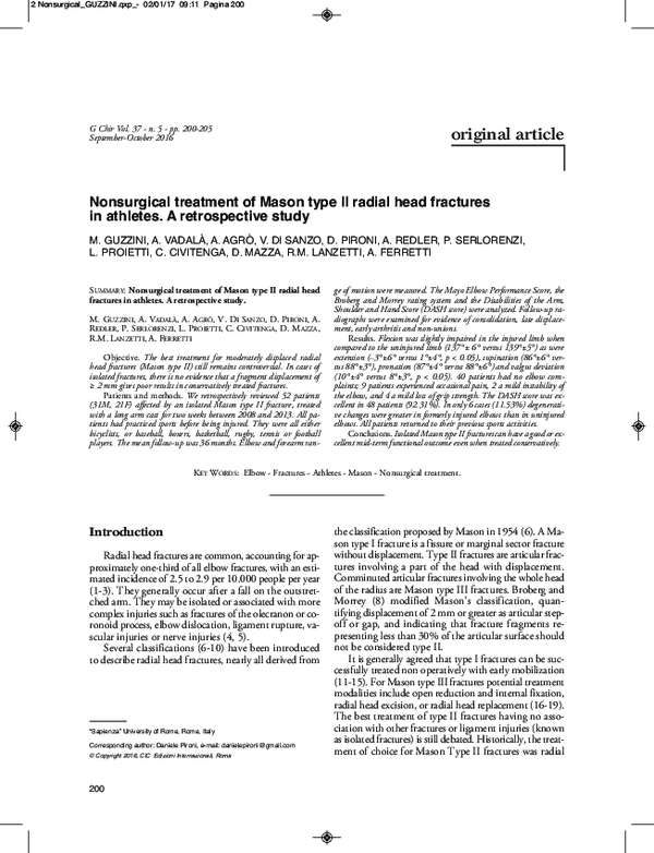 (PDF) Nonsurgical treatment of Mason type II radial head fractures in ...