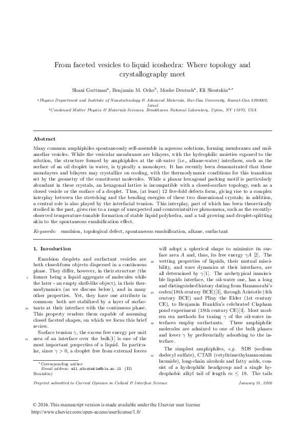 (PDF) From faceted vesicles to liquid icoshedra: Where topology and ...