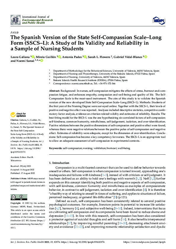 (PDF) The Spanish Version of the State Self-Compassion Scale–Long Form ...