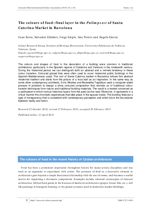 (PDF) The colours of food: final layer in the Palimpsest of Santa ...