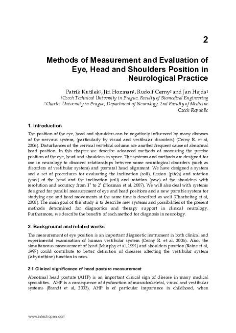 (PDF) Methods of Measurement and Evaluation of Eye, Head and Shoulders Position in Neurological ...