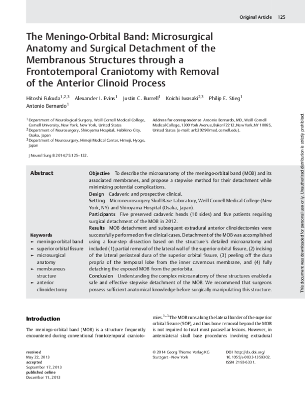 (PDF) The Meningo-Orbital Band: Microsurgical Anatomy and Surgical ...