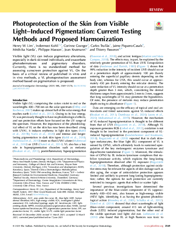 (PDF) Photoprotection of the Skin from Visible Light‒Induced ...