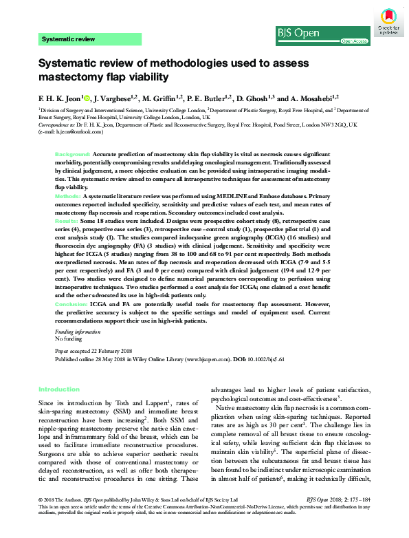 (PDF) Systematic review of methodologies used to assess mastectomy flap ...