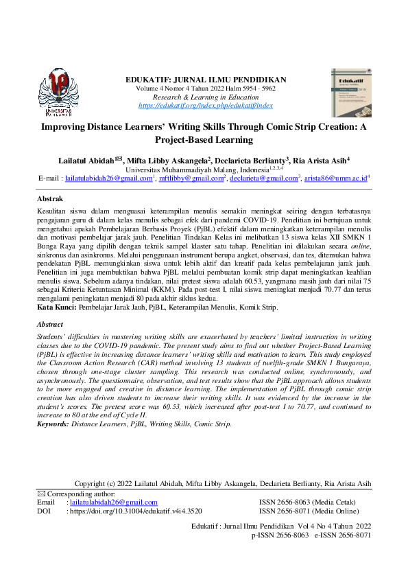 (PDF) Improving Distance Learners’ Writing Skills Through Comic Strip ...