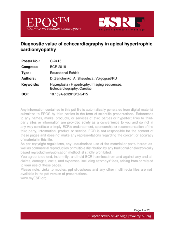 (PDF) Diagnostic value of echocardiography in apical hypertrophic ...