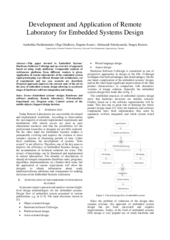 (PDF) Development and application of remote laboratory for embedded ...