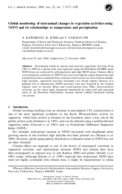 (PDF) Global monitoring of interannual changes in vegetation activities ...