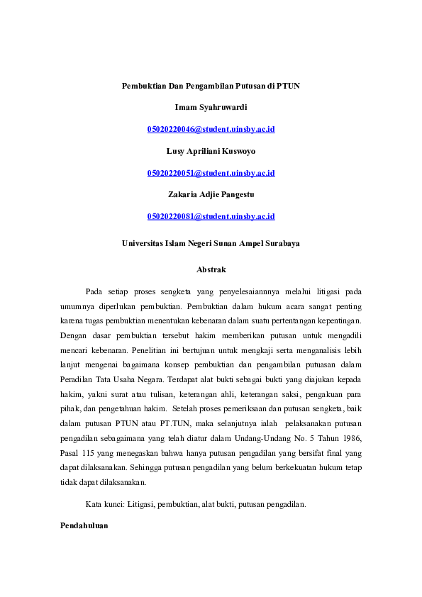 (DOC) Pembuktian Dan Pengambilan Putusan di PTUN (DOC) Pembuktian Dan Pengambilan Putusan di PTUN