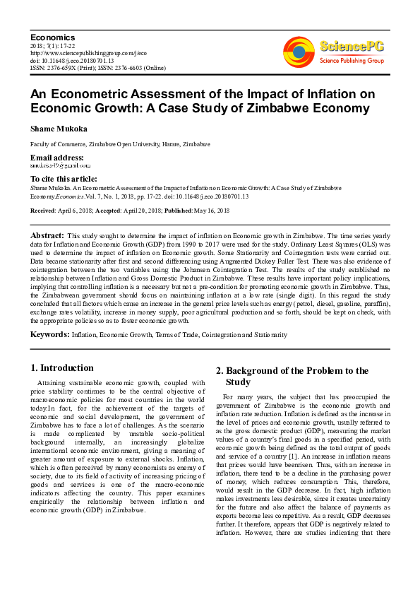 (PDF) An Econometric Assessment of the Impact of Inflation on Economic ...