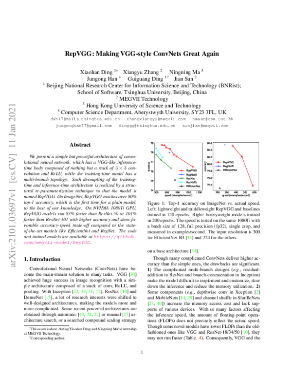 (PDF) RepVGG: Efficient and Accurate ConvNet Design