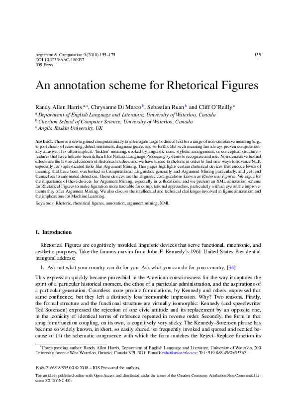 (PDF) An annotation scheme for Rhetorical Figures