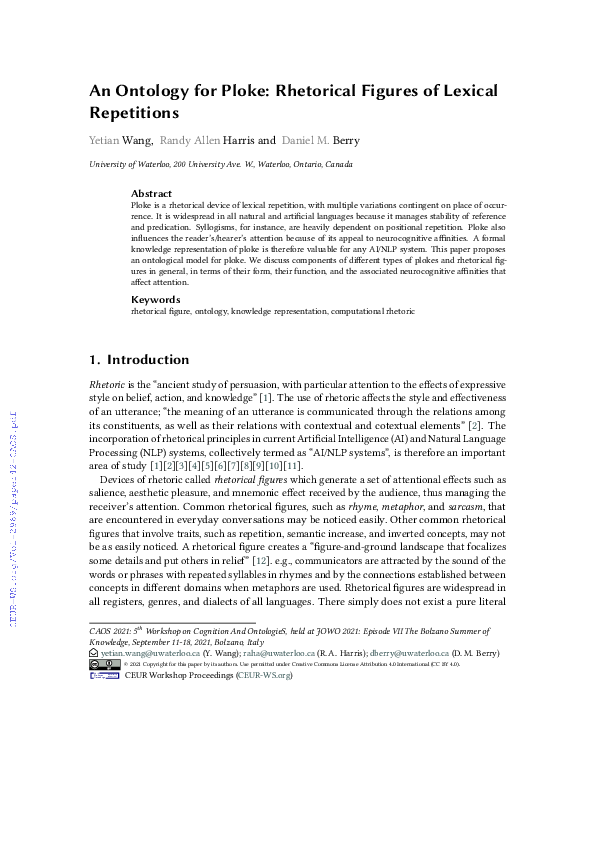 (PDF) An Ontology for Ploke: Rhetorical Figures of Lexical Repetitions