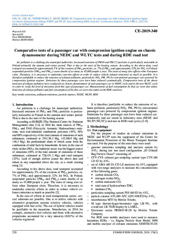 (PDF) Comparative tests of a passenger car with compression ignition ...