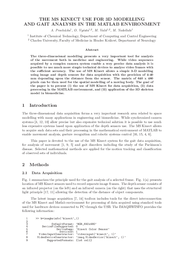 (PDF) The MS Kinect Use for 3D Modelling and Gait Analysis in the MATLAB Environment | Ales ...
