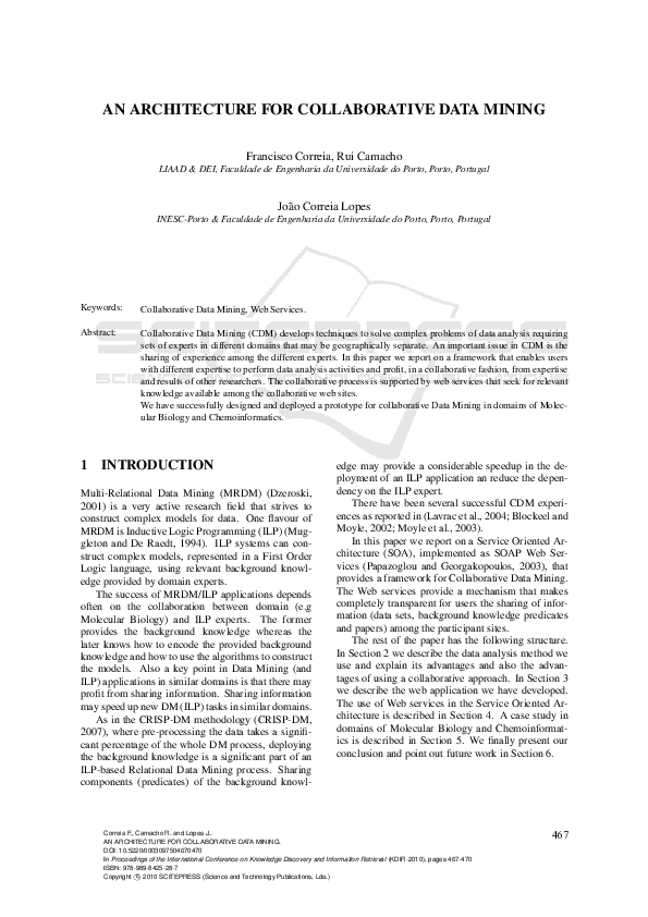 (PDF) An Architecture for Collaborative Data Mining
