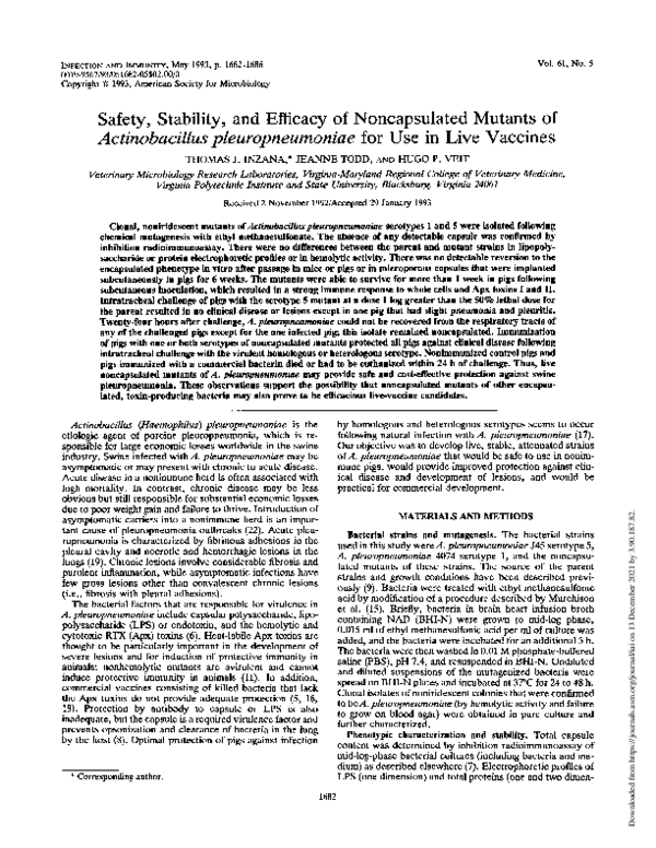 (PDF) Safety, stability, and efficacy of noncapsulated mutants of ...