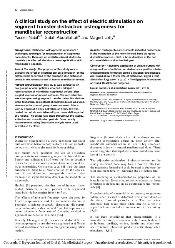 (PDF) A clinical study on the effect of electric stimulation on segment ...