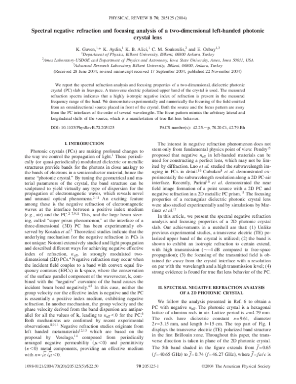 (PDF) Spectral negative refraction and focusing analysis of a two-dimensional left-handed ...