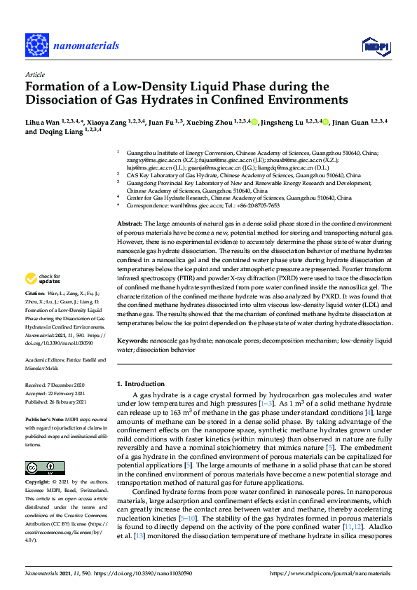 (PDF) Formation of a Low-Density Liquid Phase during the Dissociation ...