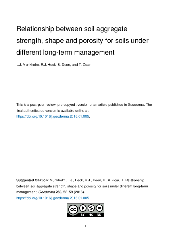 (PDF) Relationship between soil aggregate strength, shape and porosity ...
