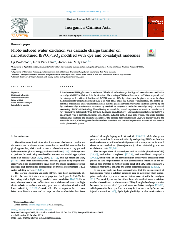 (PDF) Photo-induced water oxidation via cascade charge transfer on ...