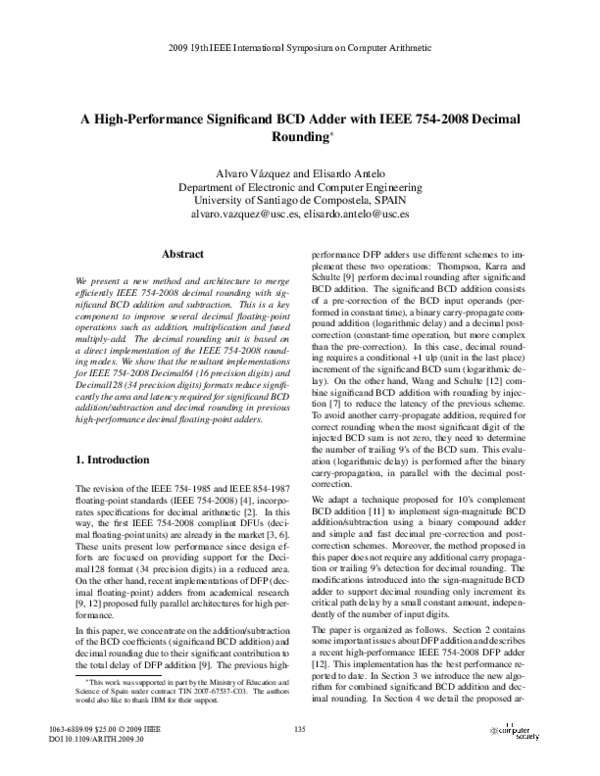 (PDF) A High-Performance Significand BCD Adder with IEEE 754-2008 ...
