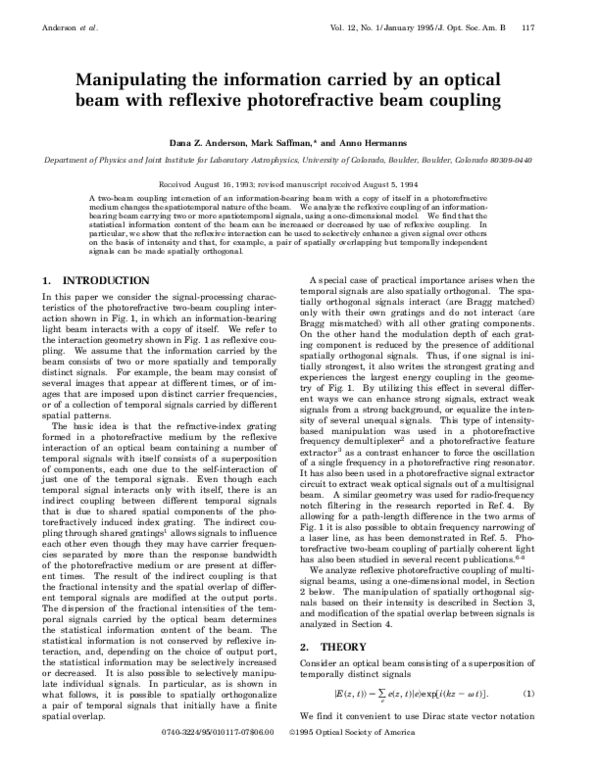 (PDF) Manipulating the information carried by an optical beam with reflexive photorefractive ...