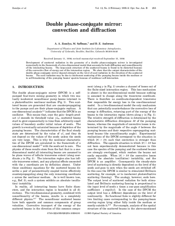 (PDF) Double phase-conjugate mirror: convection and diffraction