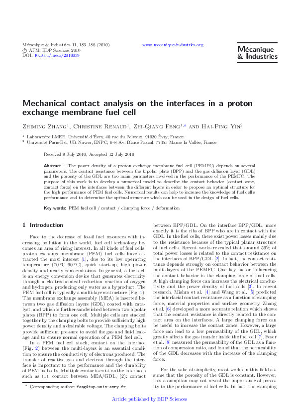 (PDF) Mechanical contact analysis on the interfaces in a proton ...
