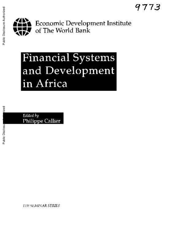 (PDF) Financial systems and development in africa