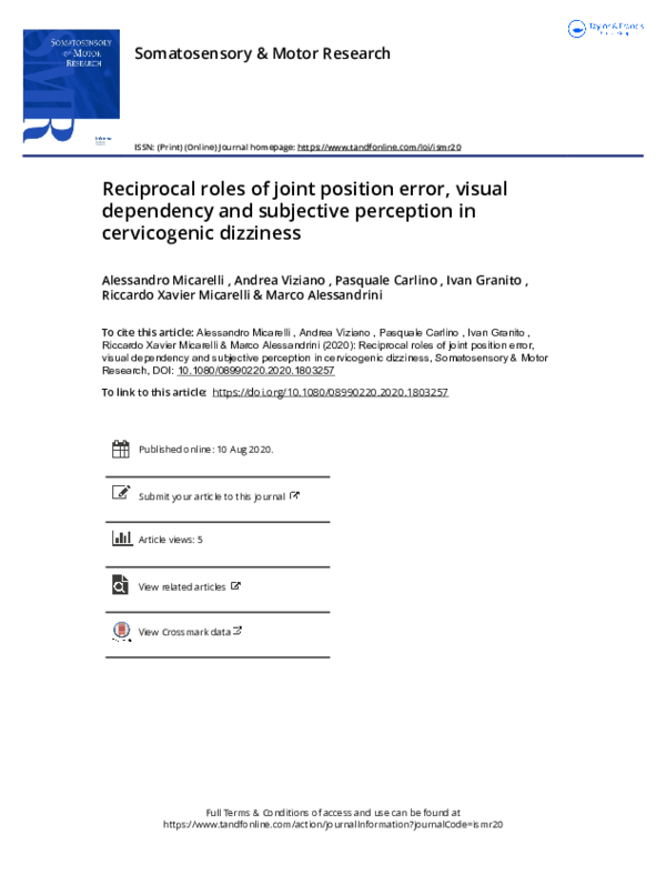 (PDF) Reciprocal roles of joint position error, visual dependency and ...