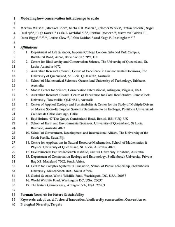 (PDF) How conservation initiatives go to scale