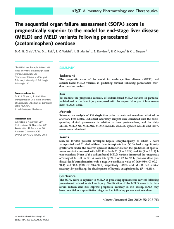 (PDF) The sequential organ failure assessment (SOFA) score is ...