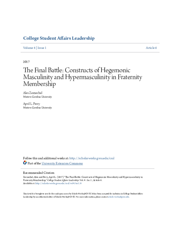 (PDF) The Final Battle: Constructs of Hegemonic Masculinity and ...
