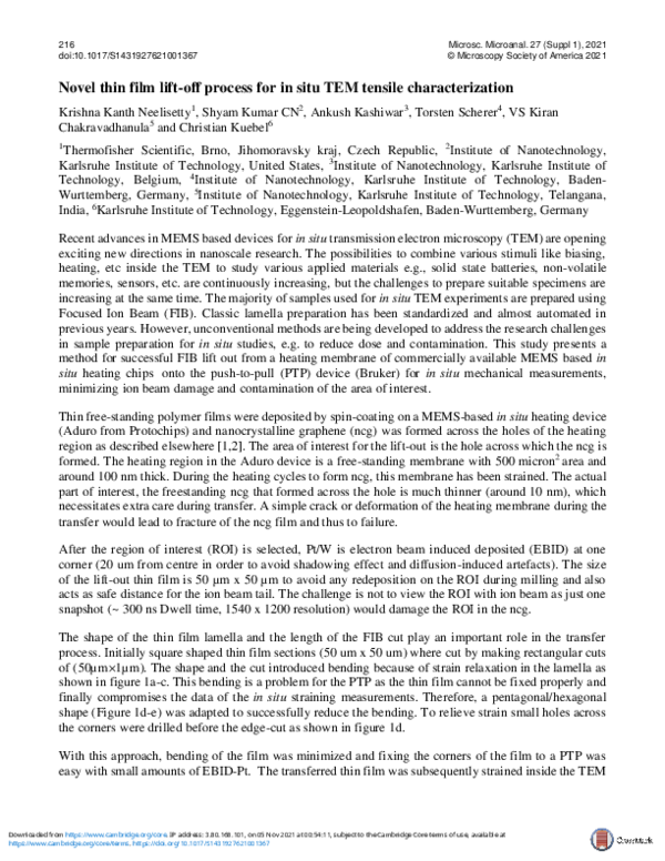 (PDF) Novel thin film lift-off process for in situ TEM tensile ...