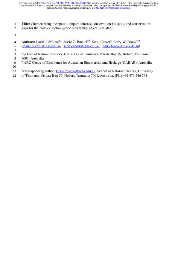 (PDF) Characterising the spatio-temporal threats, conservation hotspots ...