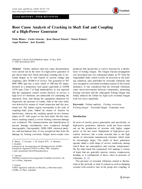 (PDF) Root Cause Analysis of Cracking in Shaft End and Coupling of a ...