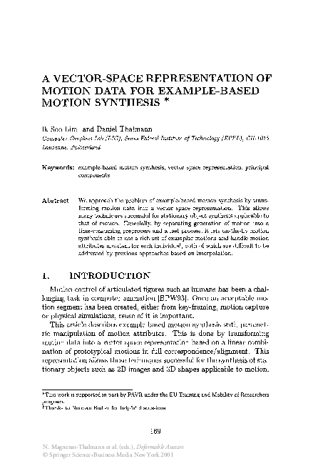 (PDF) Vector-Space Motion Data for Synthesis