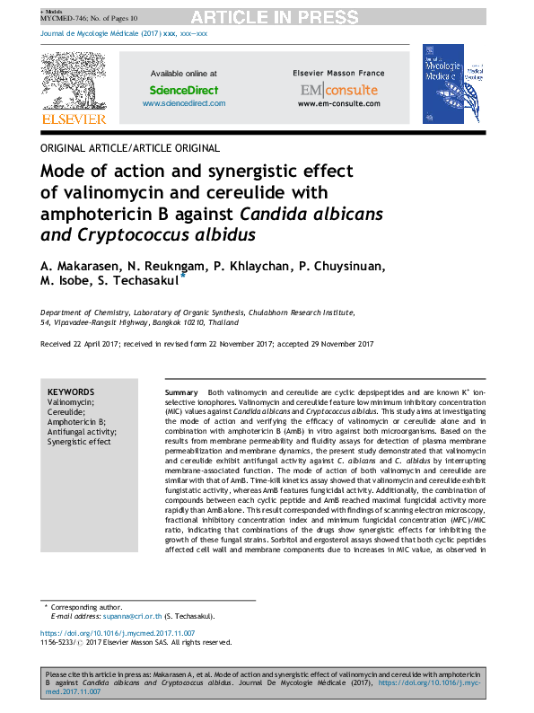 (PDF) Mode of action and synergistic effect of valinomycin and ...