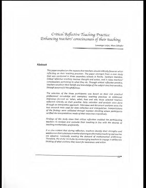 (PDF) Critic a( 'Rif{ective Teach in& Practice: :Enhancin8 teachers ...