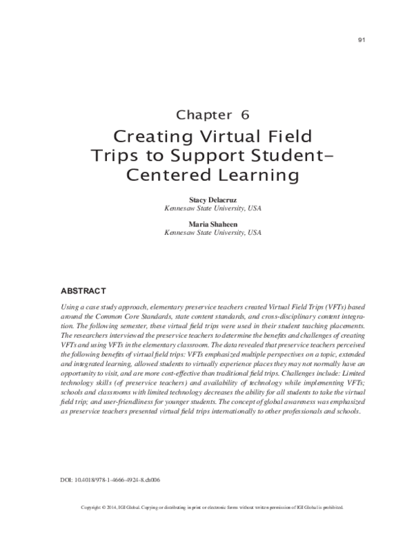 (PDF) Creating Virtual Field Trips to Support Student-Centered Learning