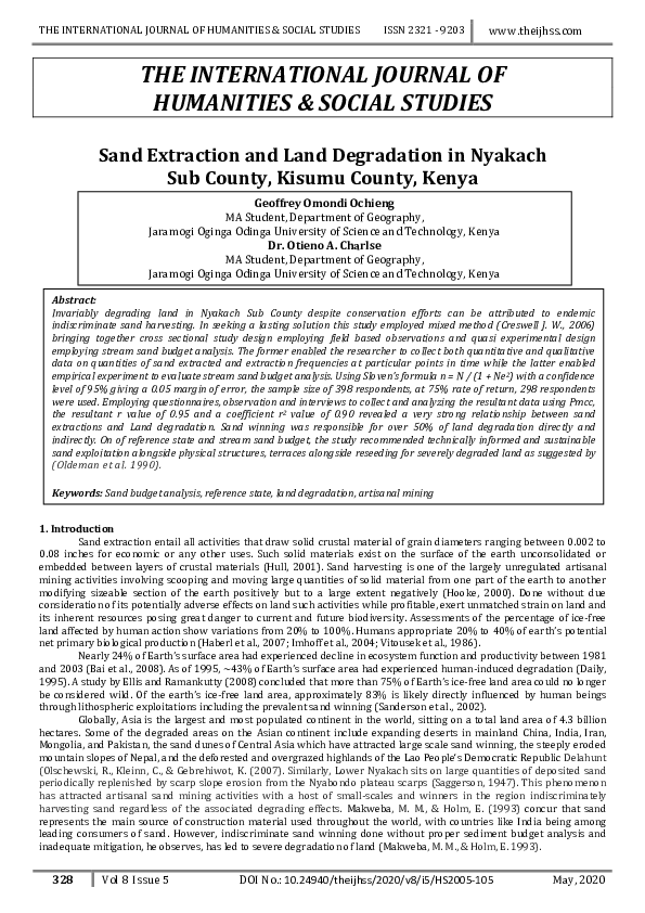 (PDF) Sand Extraction and Land Degradation in Nyakach Sub County ...